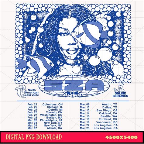 Sza Sos Tour Png Sza Merch 2023 Png Sza North American Tour Etsy