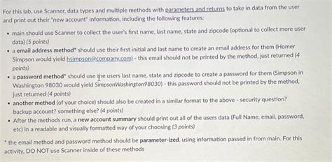Solved For This Lab Use Scanner Data Types And Multiple