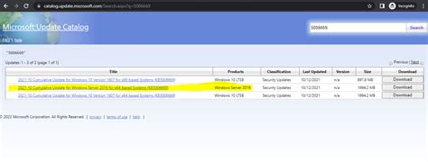 bug in windows update catalog about win server 2016 standalone patch