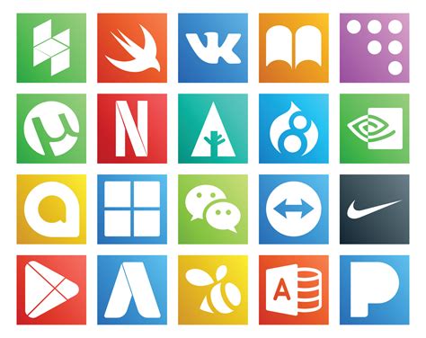 20 Social Media Icon Pack Including Apps Nike Drupal Teamviewer Wechat