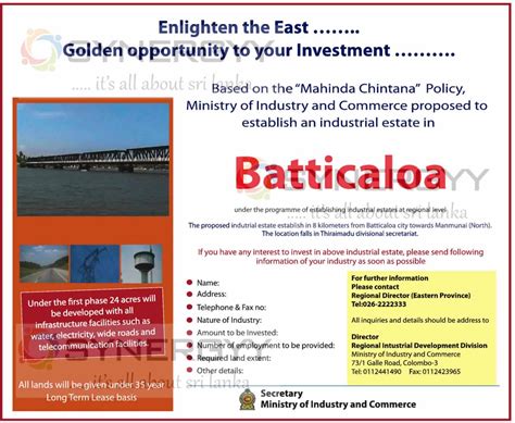 Investment Opportunity In Eastern Part Of Sri Lanka Synergyy