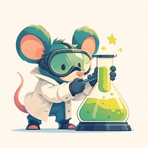 Premium Vector A Clever Mouse Scientist Cartoon Style
