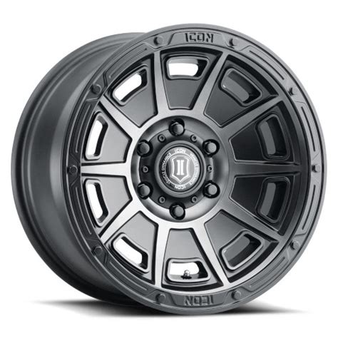 Icon Alloys Victory Smoked Satin Black Wheels 6x120 17x85 0