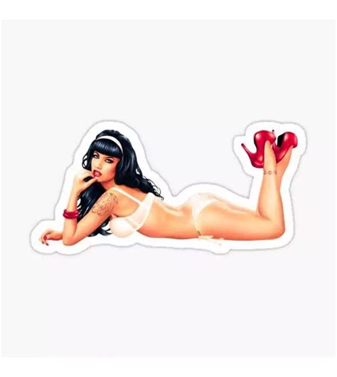 Mini Sticker Pin Up Brown Tattooed Elongated Sexy Sticker