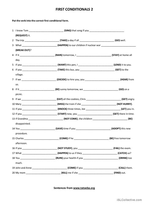 FIRST CONDITIONALS 2 Español ELE hojas de trabajo pdf doc