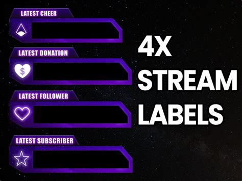 Purple Stream Label Twitch Label Latest Follower Latest Subscriber