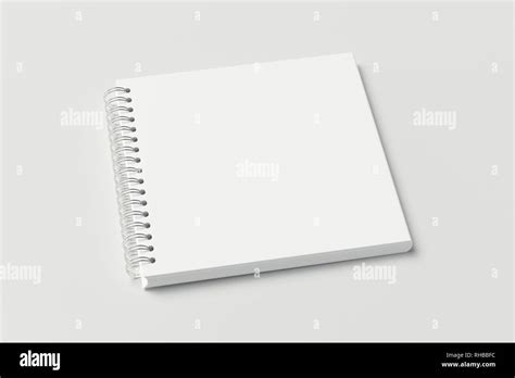 Blank Square Spiral Notepad On White Background With Clipping Path Around Notebook Pages D