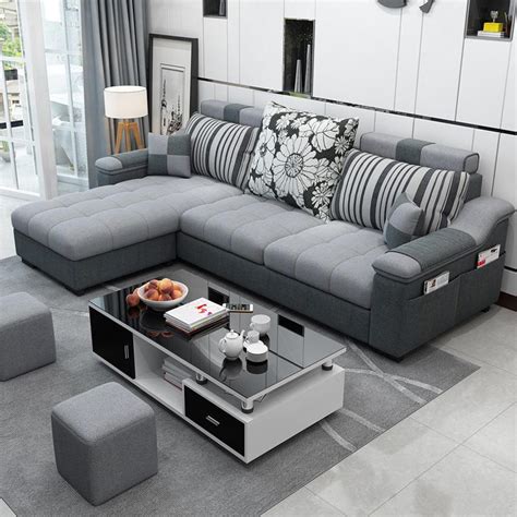 Cheap Sofa Couch Living Room L Shaped Sofa Modern Comfortable Fabric Sofa Set Furniture L