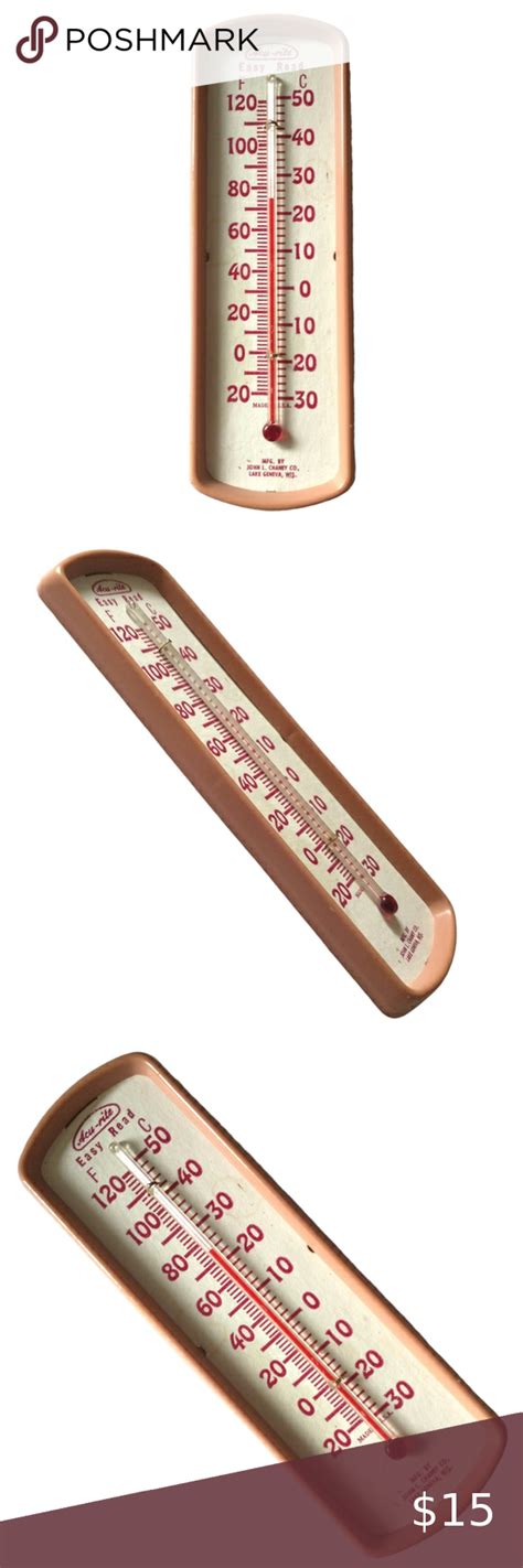Vintage Wall Thermometer Plastic Cardboard Acurite Easy Read Usa John L