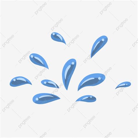 손으로 그린 플랫 스타일 밝아진 물 일러스트 물 튀김 튀는 물 손으로 그린 플랫 Png 일러스트 및 Psd 이미지 무료
