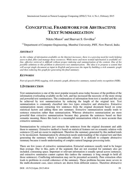 conceptual framework for abstractive text summarization pdf parsing