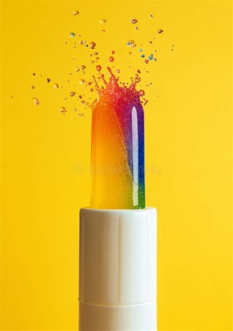In A Neon Yellow Background A Toothpaste Tube Spews Rainbow Gummy