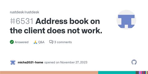 Address Book On The Client Does Not Work · Rustdesk Rustdesk