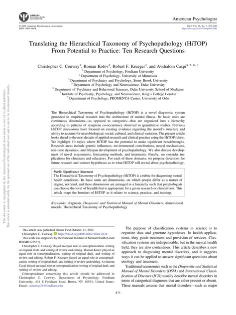 Hitop From Potential To Practice Pdf Mental Disorder