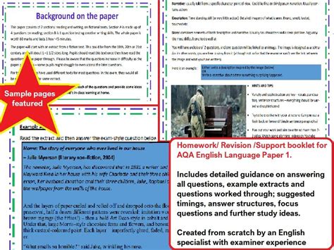 Paper 1 English Language Aqa Revision Guide Homework Support