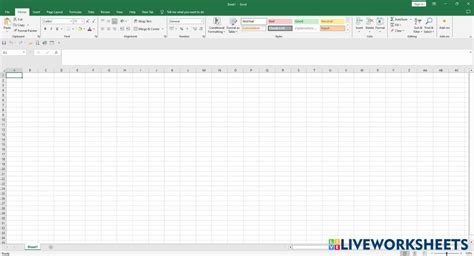 ส่วนประกอบหน้าจอ Microsoft Excel Live Worksheets