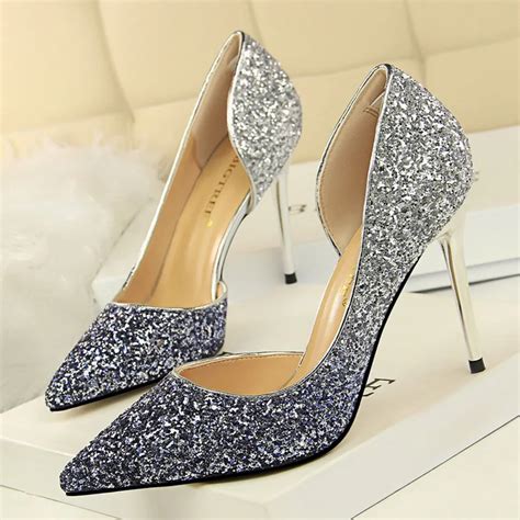 BIGTREE zapatos de tacón alto con lentejuelas para mujer calzado Sexy