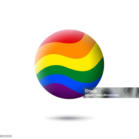 Lgbt 概念 彩虹驕傲標誌 Lgbtq 圖示在圓的形狀抽象揮舞著lgbtq旗多色 Lgbt 變性同性戀女同性戀者向量符號 圖示 按鈕向量圖形