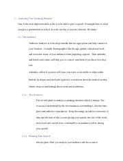 SPC Chapter 12 Outline Docx 1 Analyzing Your Speaking Situation One