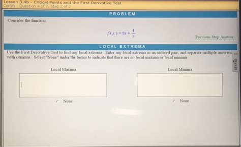 Solved Consider The Function Use The First Derivative Test