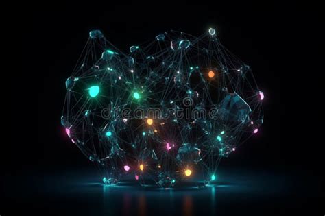 neural network with connections glowing in the dark generative ai