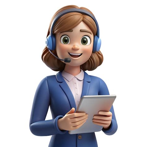 Premium Psd Smiling Female Call Center 3d Rendering