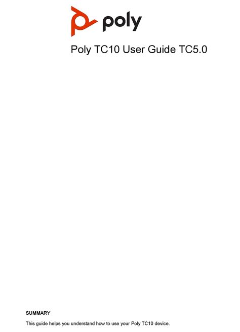 Poly Tc10 User Manual Pdf Download Manualslib