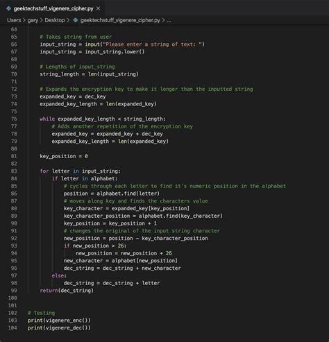 Vigenère Cipher Python GeekTechStuff