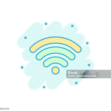 コミック スタイルで Wifi インターネット アイコンwifi 無線技術ベクトル漫画イラスト絵文字ネットワーク Wifi ビジネス