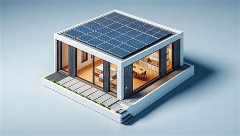 Modern Sustainable Home With Rooftop Solar Panels Stock Illustration