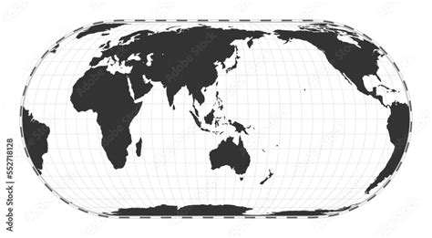 Vector World Map Eckert Iv Projection Plan World Geographical Map