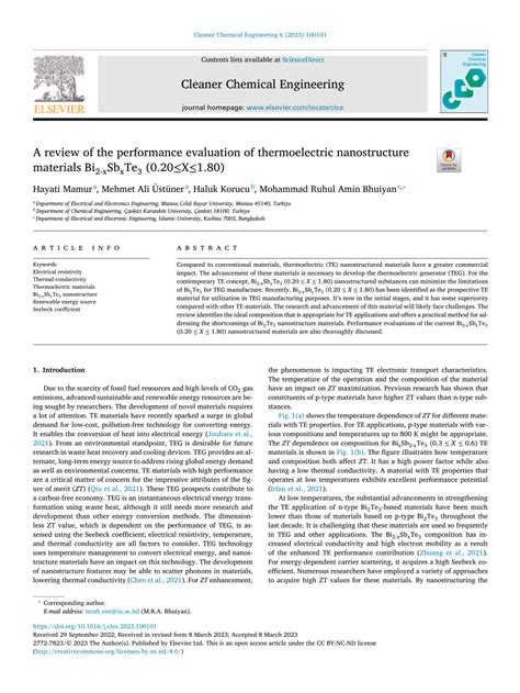 Pdf A Review Of The Performance Evaluation Of Thermoelectric Nanostructure Materials Bi2