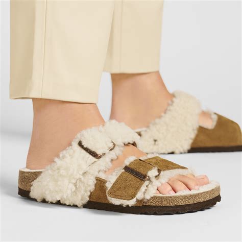 Arizona Teddy Split Suede Leather Shearling Mink Birkenstock