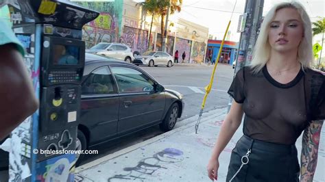 Braless In A Sheer Top