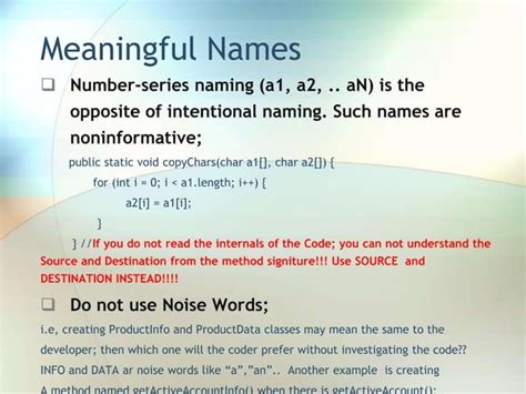 Naming Standards Clean Code Ppt