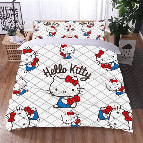 Hello Kitty Bed Set White Cute Bed Linen And Quilt Set Ls22785 Lusy Store