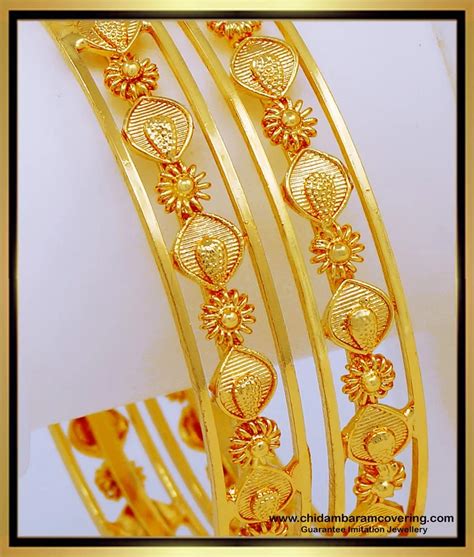 Buy New Gold Model Bangles Collection Flower Design 1 Gram Gold Bangles