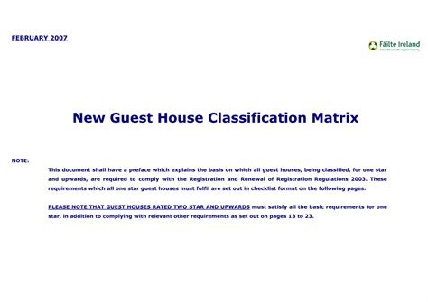 Pdf New Guest House Classification Matrix Failte · Pdf Filenew Guest House Classification