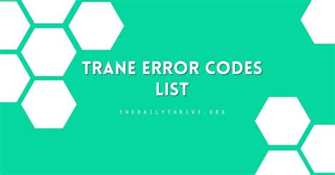 Trane Error Codes List A Comprehensive Guide