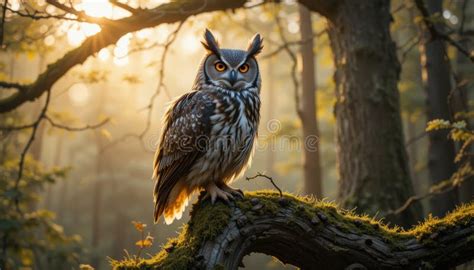 Bird Of Wisdom Among Ancient Trees Stock Illustration Illustration Of