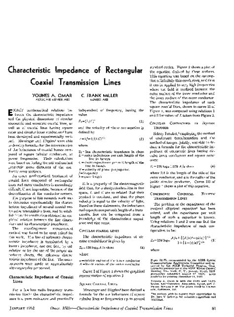 Pdf Characteristic Impedance Of A Rectangular Coaxial Line With