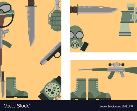 Military Weapon Guns Symbols Armor Cards Forces Vector Image