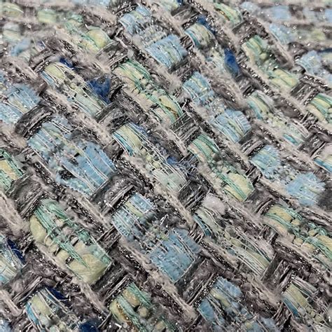 Sparkling Tweed Fabric Color Block Tweed Boucle Fabric With Sliver Metalized Yarn For Suit Coat