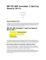 NHS FPX 4000 Assessment 2 Applying Research Skills Pdf NHS FPX 4000