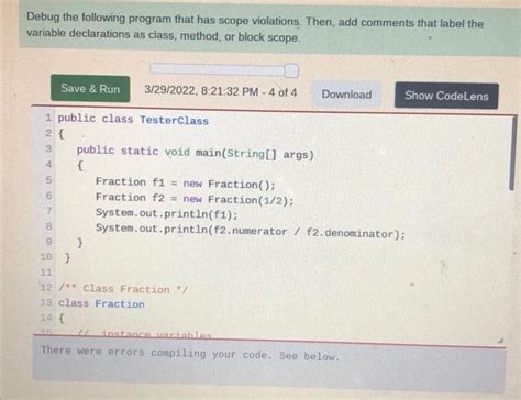 Solved Debug The Following Program That Has Scope