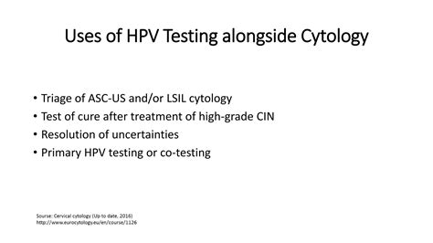 Uses Of Hpv Testing In Triage Of Cervical Screening Ppt
