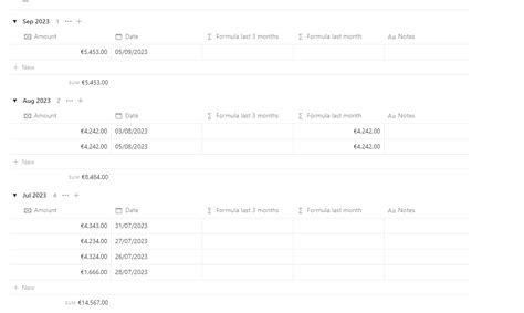 formula to calculate the amount of money spent last 3 months r notion