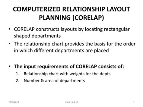 PPT COMPUTERIZED RELATIONSHIP LAYOUT PLANNING CORELAP PowerPoint