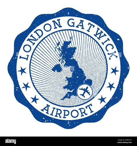 London Gatwick Airport Stamp Airport Of London Round Logo With Location On United Kingdom Map