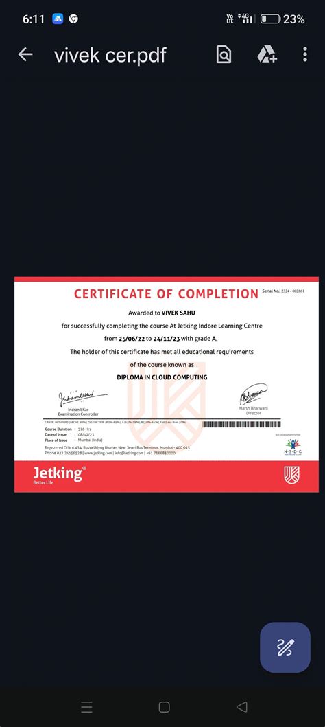 Vivek Sahu On Linkedin Got Diploma In Cloud Computing Certificate